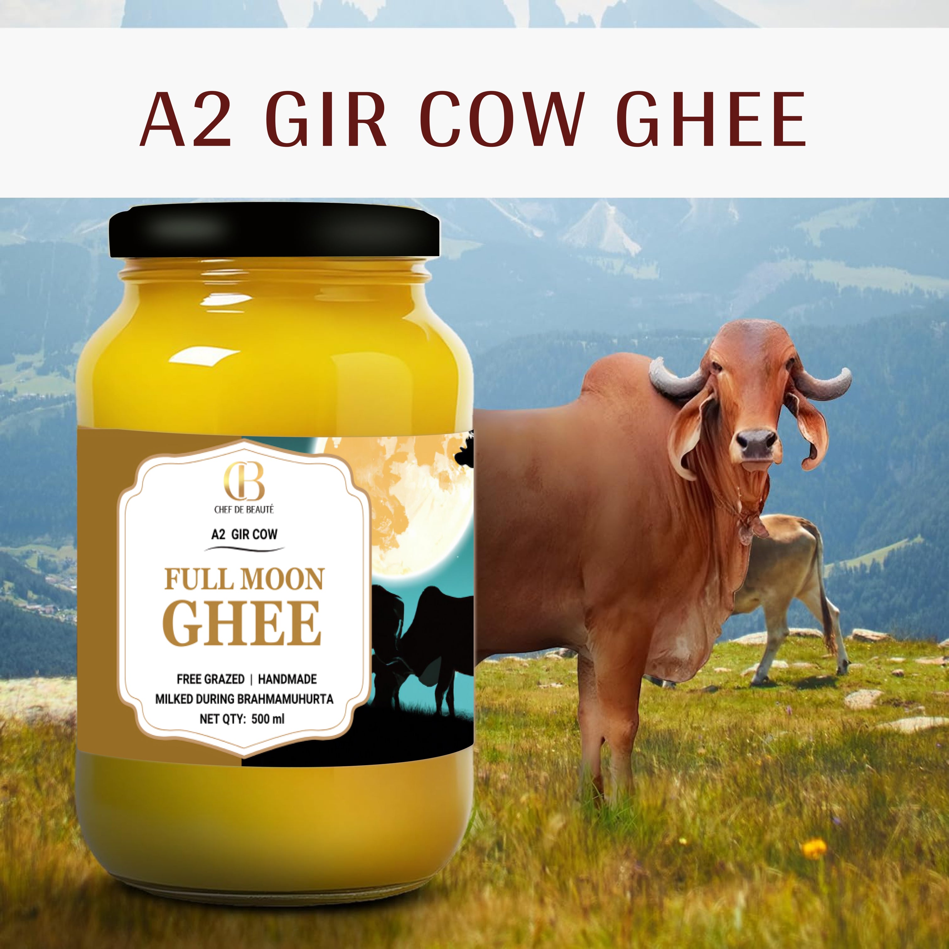 CDB's A2 Gir Cow Full Moon (PURNIMA) Ghee - 500 ml – Chef De Beauté ...